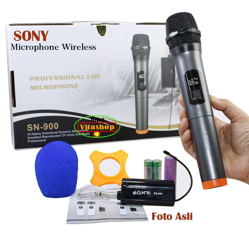 Jual MIC WIRELESS SONY SN-900 MICROPHONE MIK KARAOKE WERLES TANPA KABEL ...