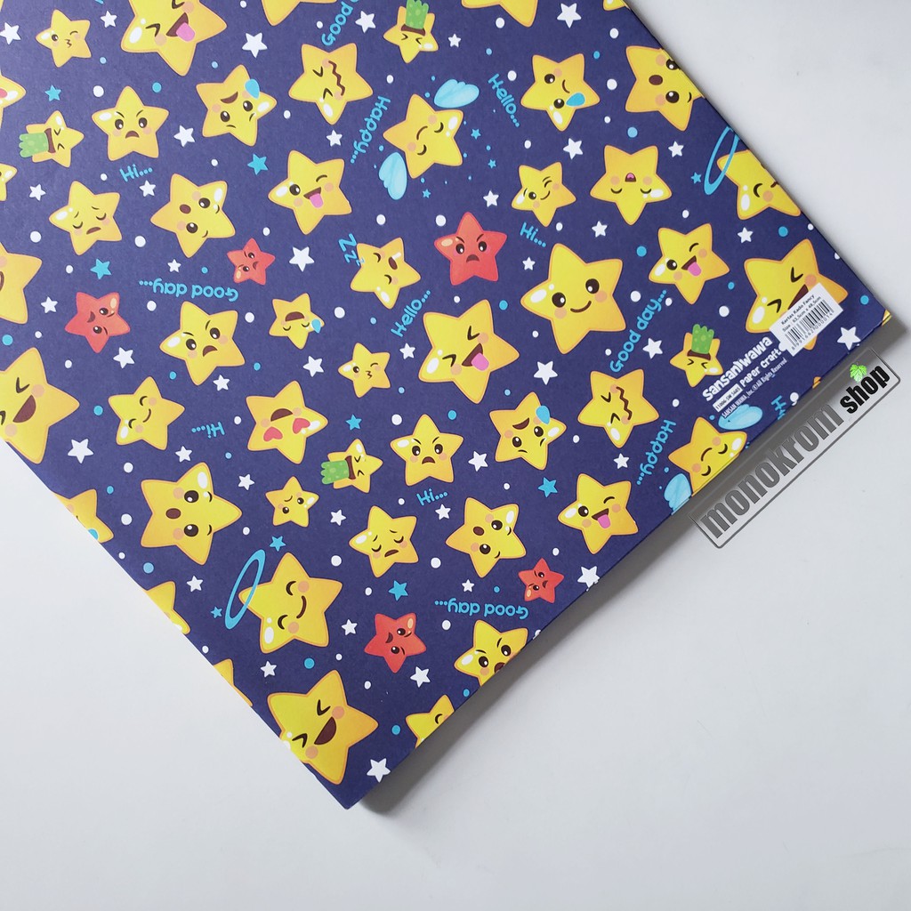 Jual Kertas Kado Sansan Wawa Motif Bintang Star Icon Biru Tua ...