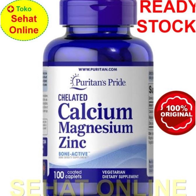 Jual Puritan Pride Chelated Calcium Mag Zinc 100 tabs - Peninggi Badan | Shopee Indonesia