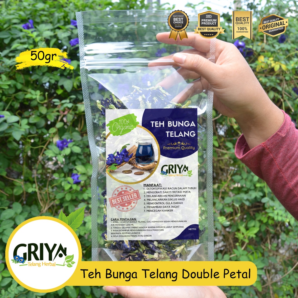 Jual Bunga Telang Tumpuk Kering (Double Petal) 50gr | Shopee Indonesia