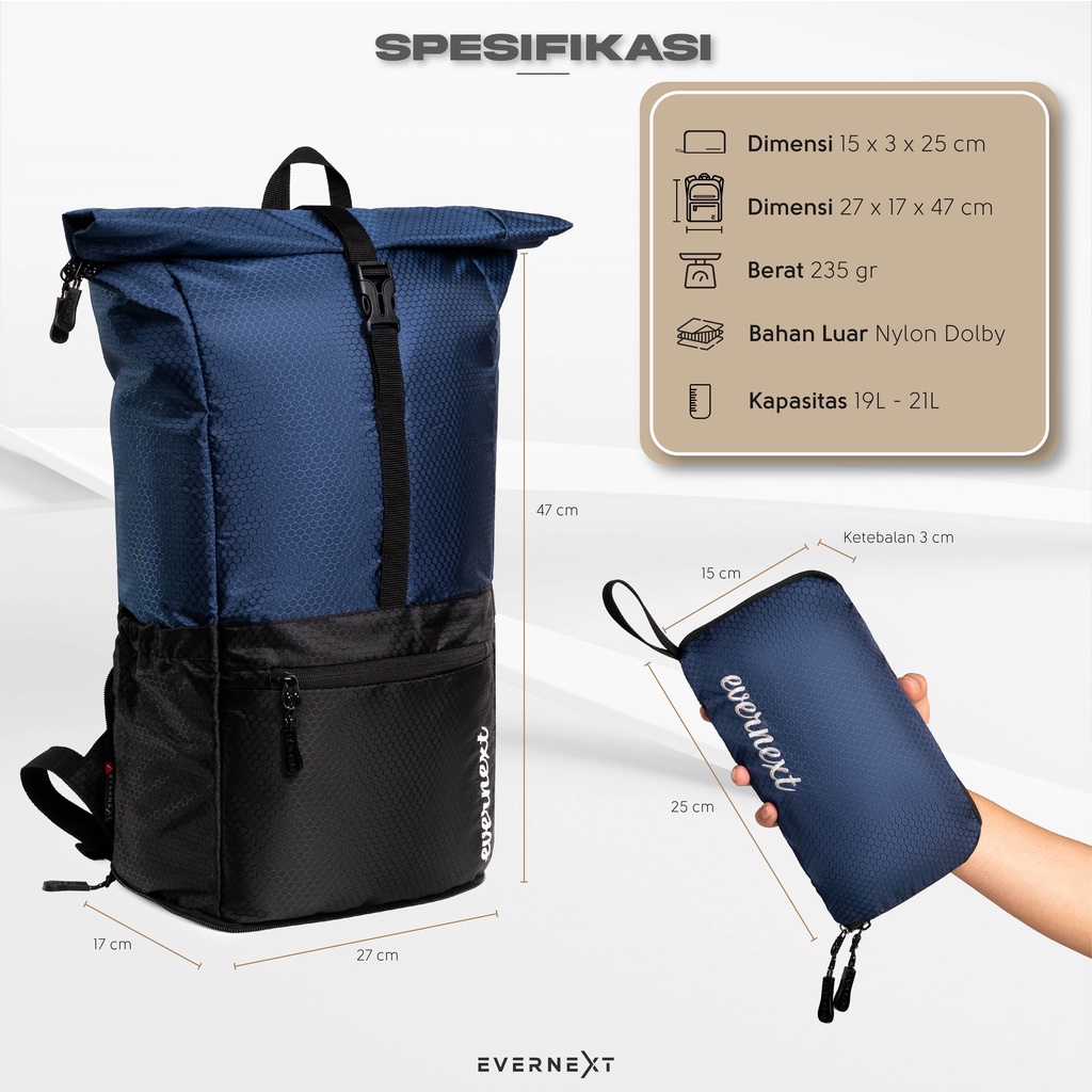 Jual Evernext - Tas Ransel Pria Backpack Lipat Pria Foldable Bag ...