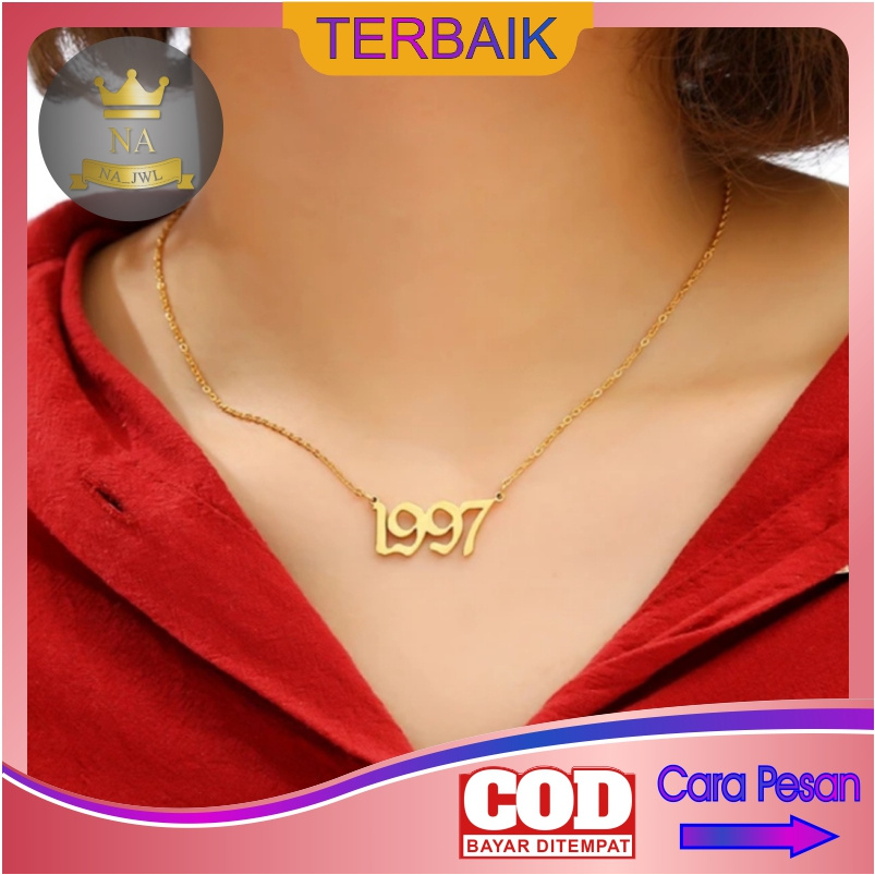 Jual Kalung angka inisial huruf titanium anti karat lapis emas wanita ...