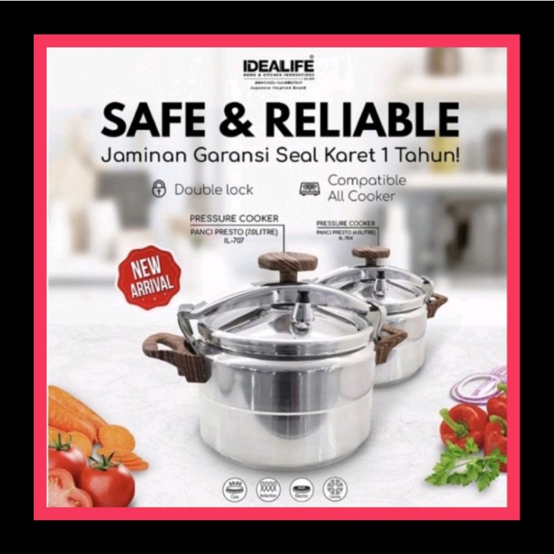 Jual IDEALIFE - Pressure cooker - Panci Presto 7Liter - IL 707 | Shopee ...