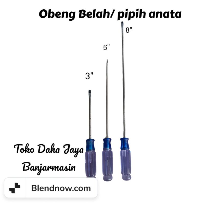Jual obeng belah/pipih/ minus (biru) 3, 4 , 5, 8 inci anata | Shopee ...