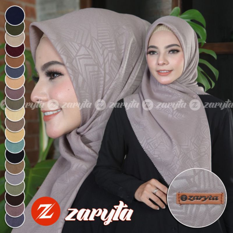 Jual PREMIUM Segi Empat Embos Zaryta / Hijab Segi 4 Motif / Segi 4 Tepi ...
