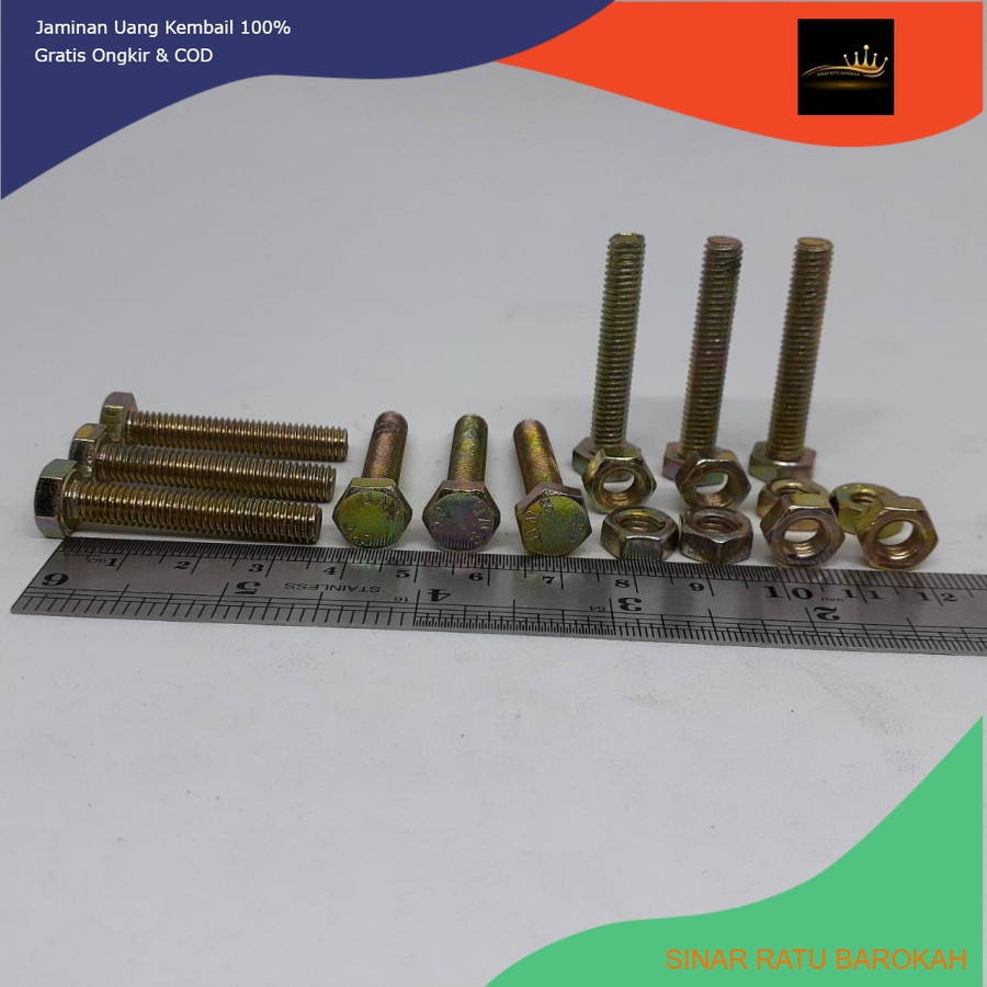 Jual BAUT MUR KUNING M6 X 35 / BMK M6X35 / BAUT M6X35 KUNING BMK M6 X 35 KUNCI 10 PANJANG 3,5CM ...