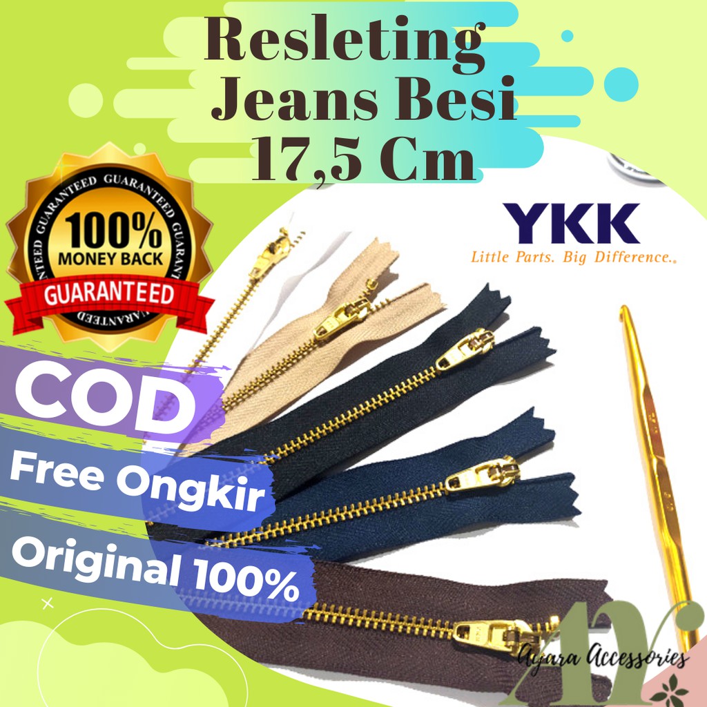 Jual RESLETING ZIPPER SLETING JAKET JEANS LEVIS YKK BESI EMAS NO 4 PANJANG 17,5 CM | Shopee ...