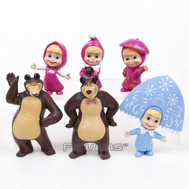 Jual MASHA and THE BEAR isi 6 - Action Figure Miniatur Topper Pajangan ...