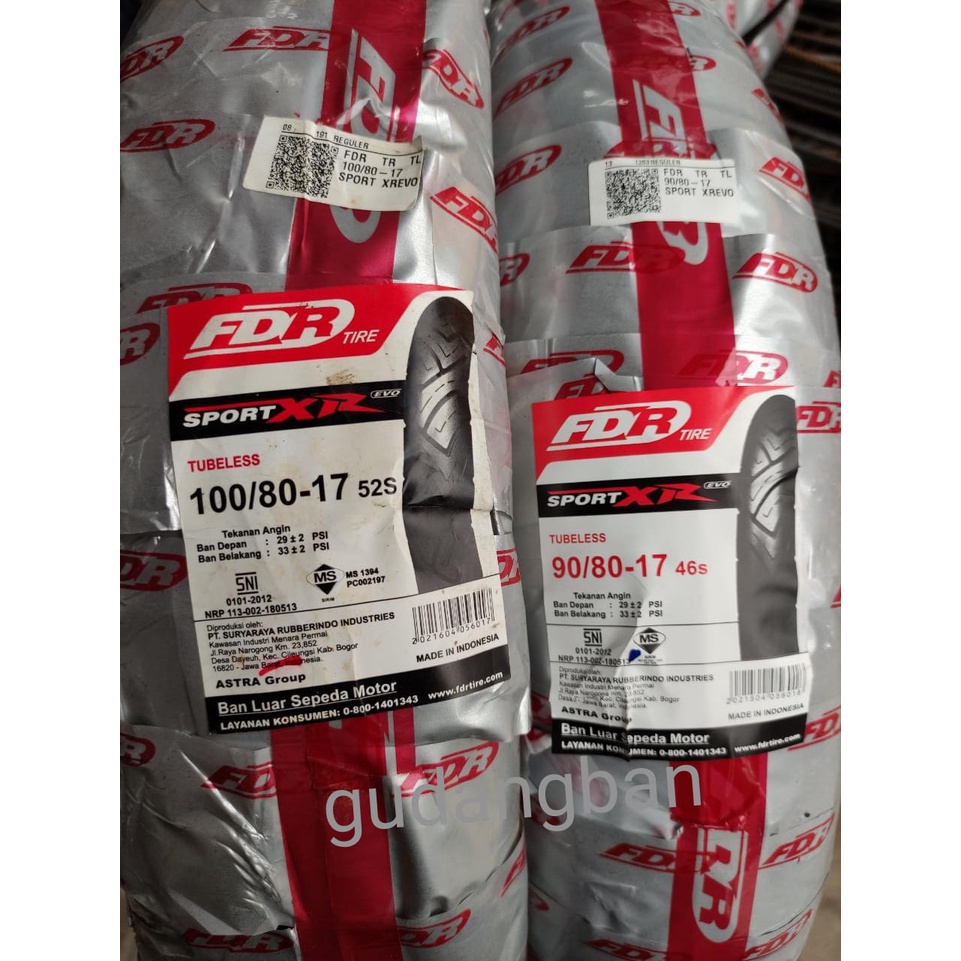 Jual ( PAKET 2 BAN - RING 17 ) SPORT XR EVO 90 80 17 dan 100 80 17 FDR ...