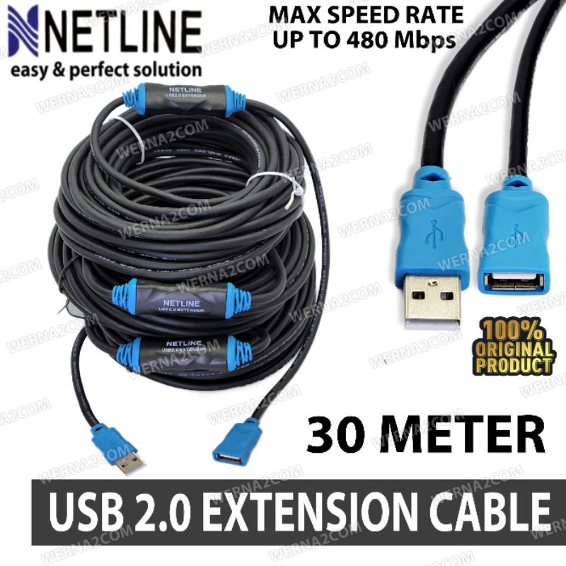 Jual NETLINE Kabel Extension Aktif USB 2.0 30 Meter | Shopee Indonesia