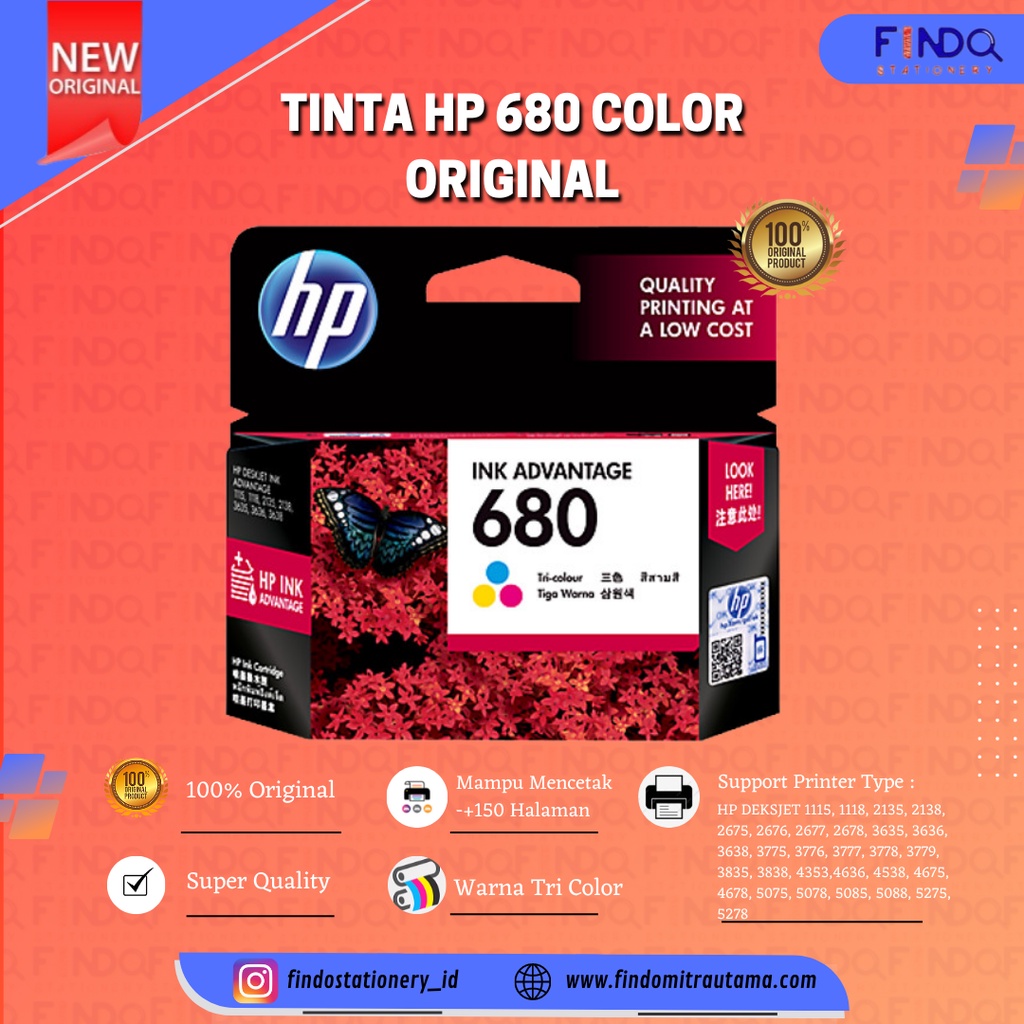 Jual CARTRIDGE HP 680 COLOR - ORIGINAL | Shopee Indonesia