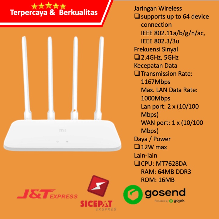Jual Xiaomi Mi Router 4A Gigabit Edition Dual Core AC1200 4 Antena - R4A | Shopee Indonesia