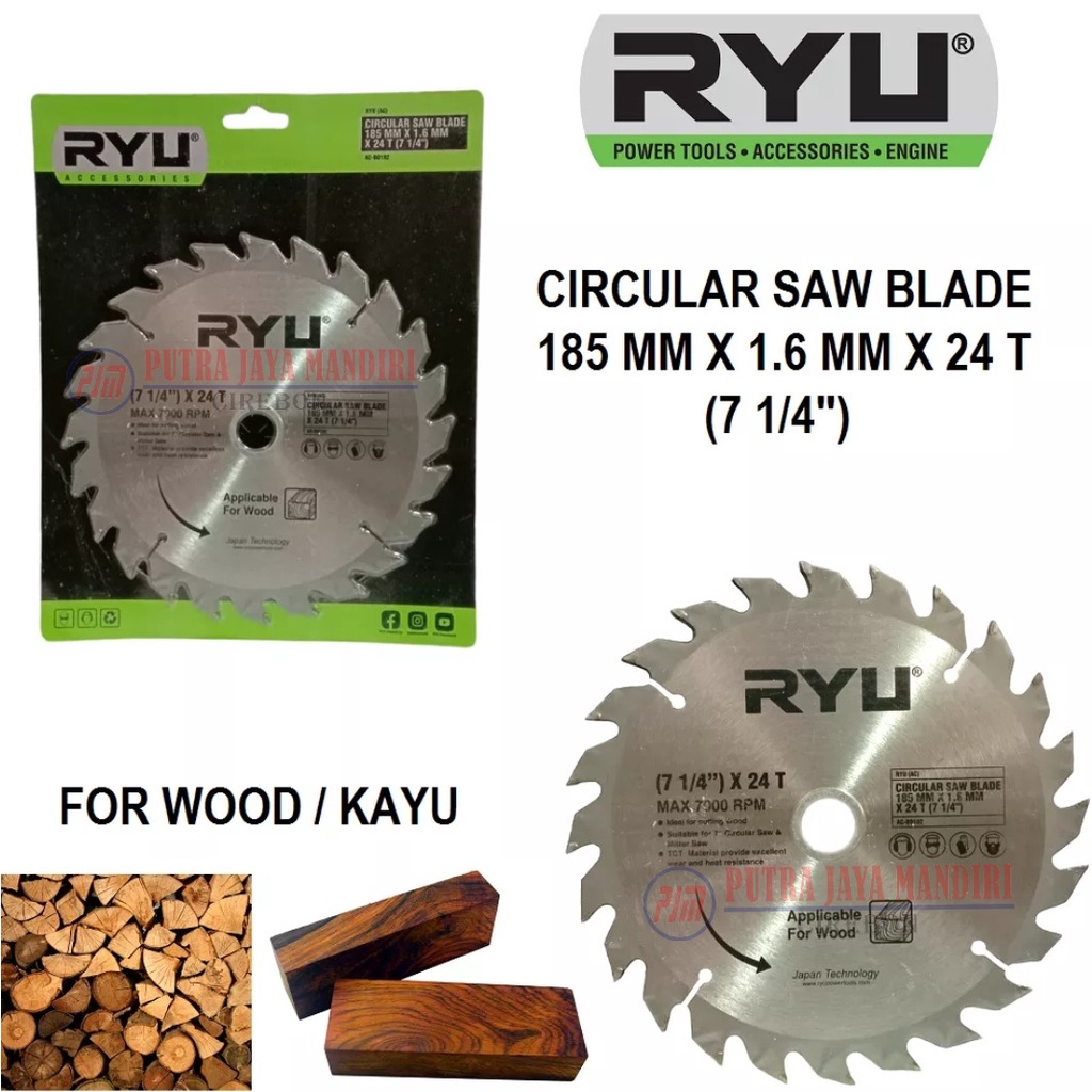 Jual Ryu Circular Saw Blade 7 Inch x 24 T Mata Gergaji Circle 7 Inch x ...