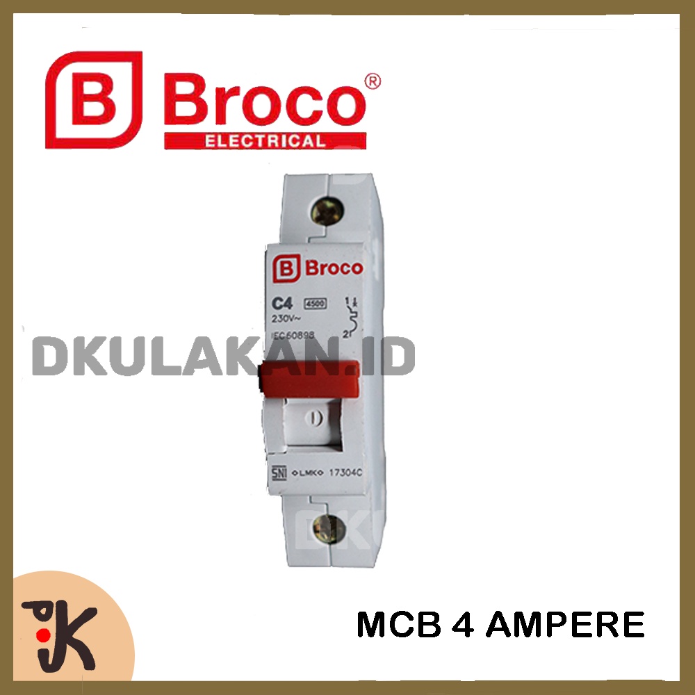 Jual BROCO MCB 1 PHASE 4A 17304C MINIATURE CIRCUIT BREAKER 1P C4 ...