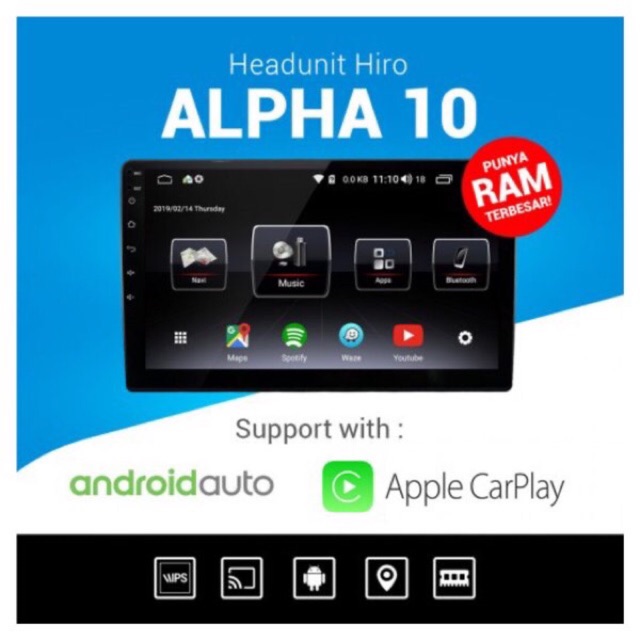 Jual HIRO ALPHA 10 Android 10-inch Head Unit Double Din Tape Audio ...