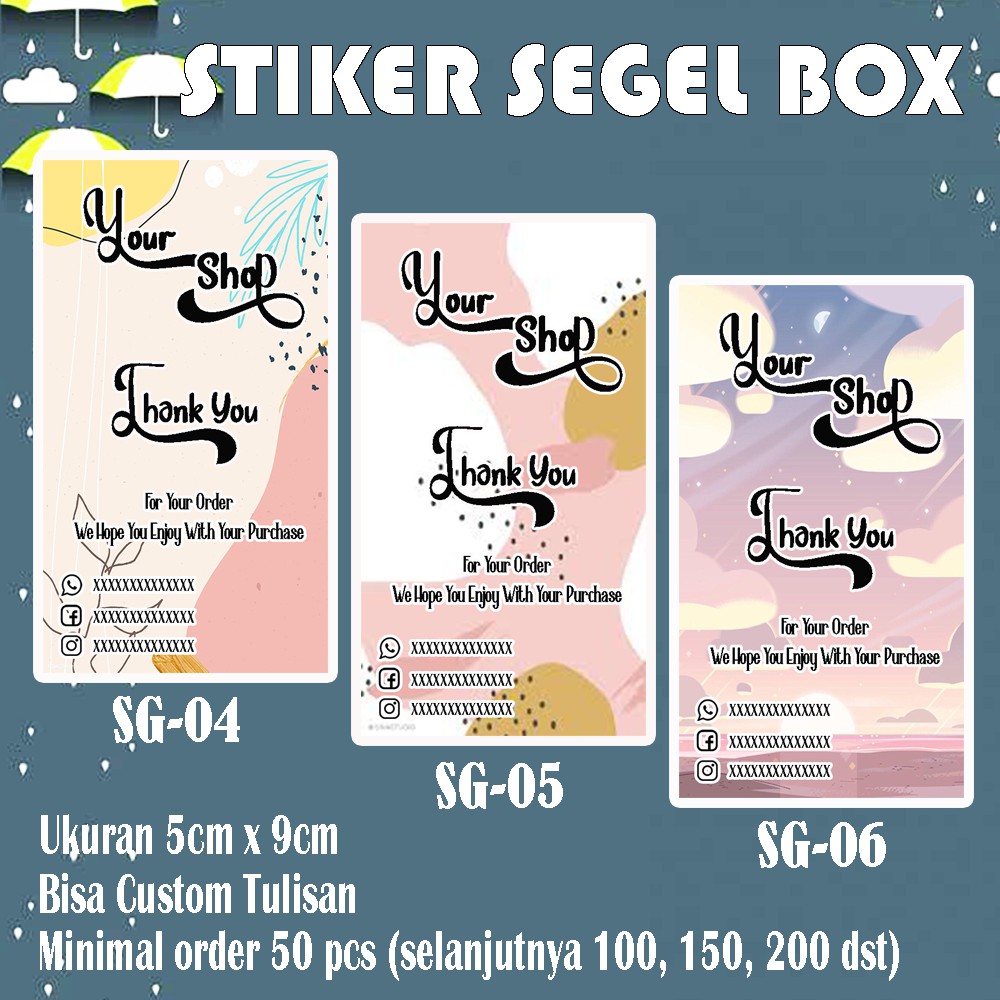 Jual Stiker Segel Box 5cm x 9cm (custom) minimal order 50 pcs | Shopee ...