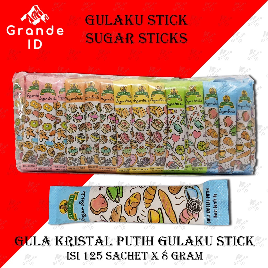 Jual GULAKU STICK 8 GRAM ISI 125 PCS GULA PUTIH WHITE SUGAR | Shopee ...