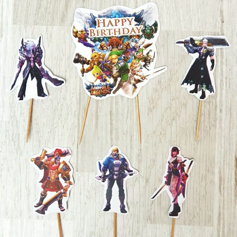 Jual SK Mobile Legends Cake Topper Birthday 1 set isi 6 pcs | Shopee ...