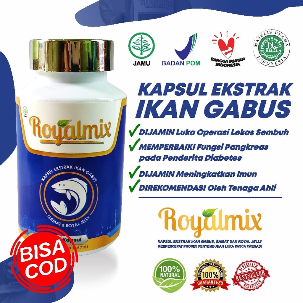 Jual KAPSUL ALBUMIN ROYALMIX, Ekstrak Ikan Gabus, Kapsul Kutuk untuk LUKA Pasca Operasi & LUKA ...
