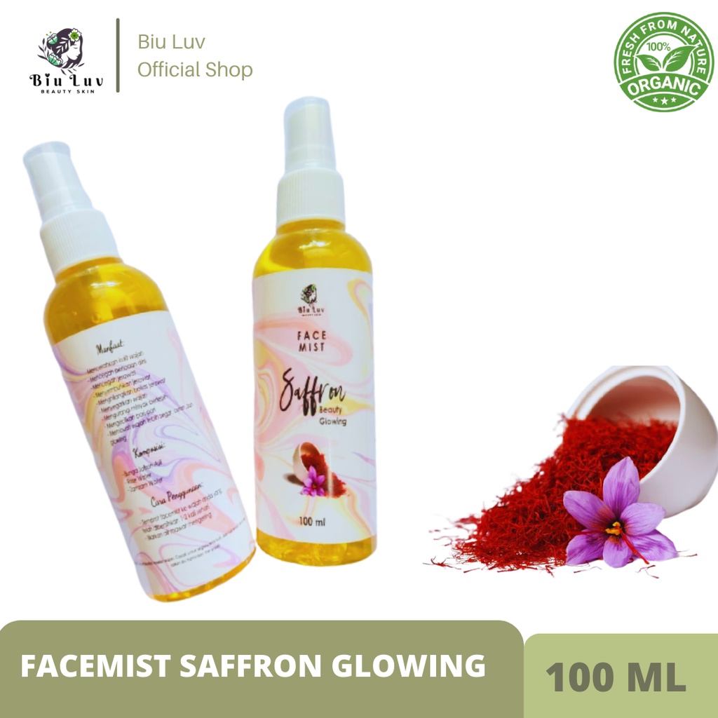 Jual (BIU LUV) Facemist saffron glowing 100 ml BPOM- FACEMIST SAFFRON WITH NIACINAMIDE ...
