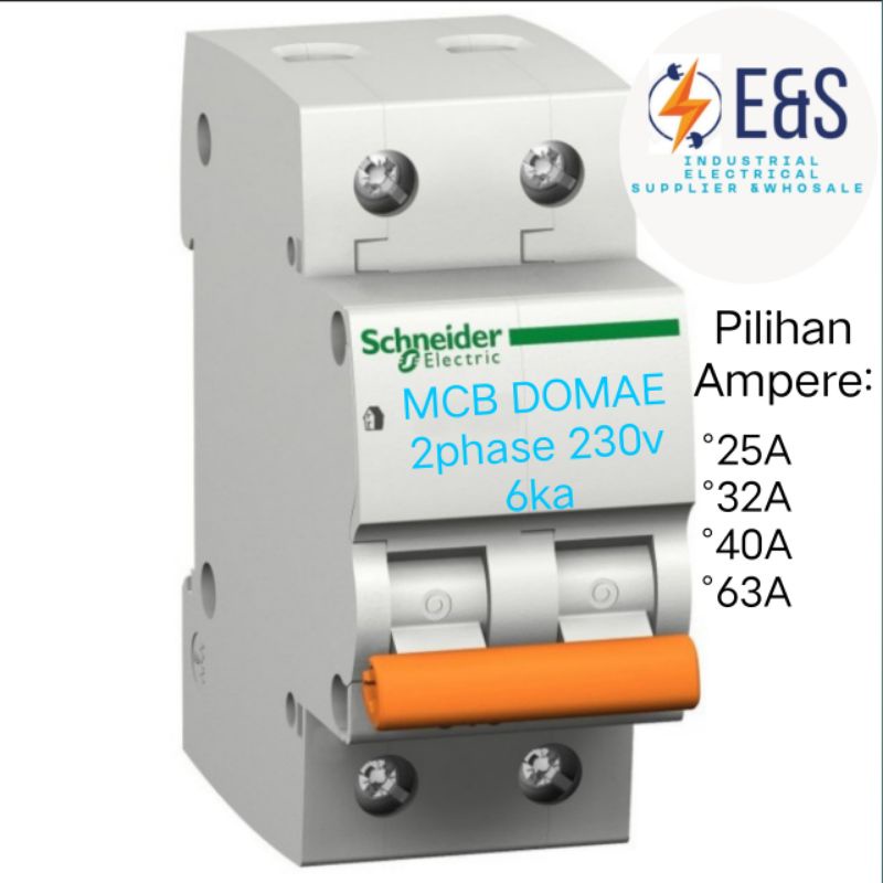 Jual MCB DOMAE SCHENEIDER 2P 25A, 32A, 40A, & 63A 230V 6ka | Shopee ...