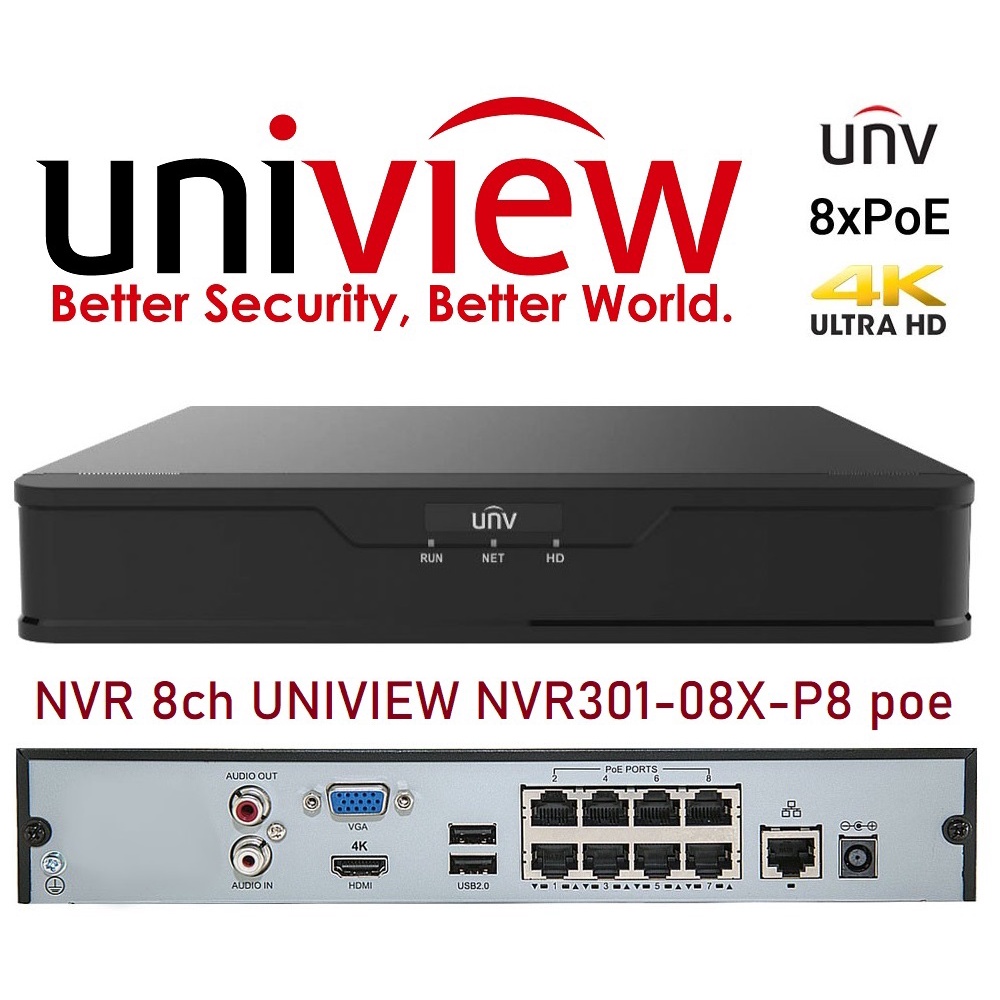 Jual NVR 8ch UNIVIEW NVR301-08X-P8 poe IEM | Shopee Indonesia