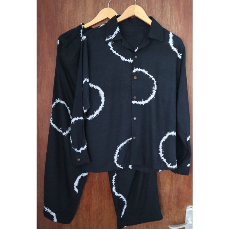 Jual PIYAMA TIE DYE SET LENGAN PANJANG (SHIBORI BLACK CIRCLE) | Shopee ...