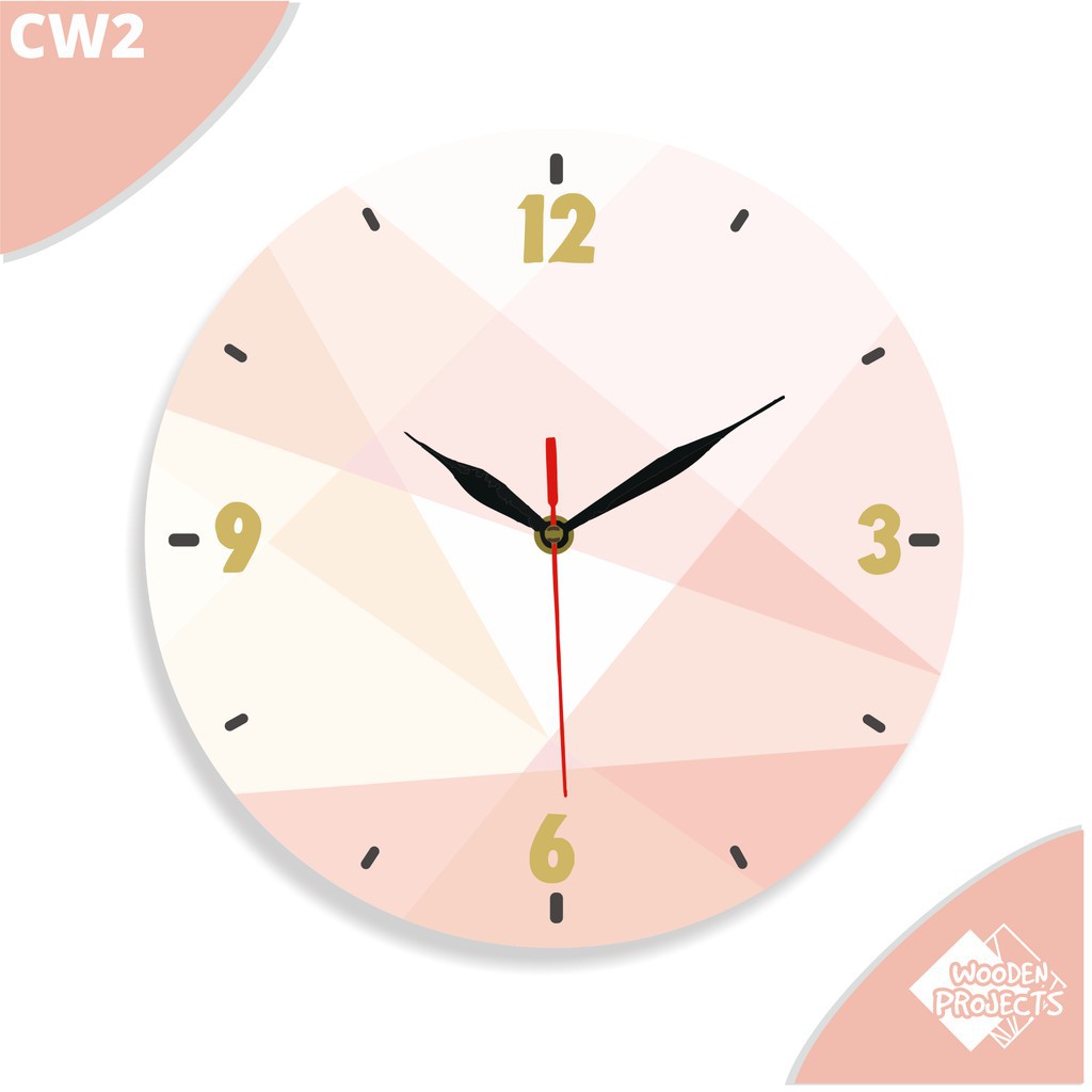 Jual Zelamart Jam dinding scandinavian motif trigonal warna pink - CW2 ...