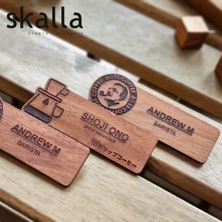 Jual name tag kayu contour badge papan nama dada wood wooden nametag ...
