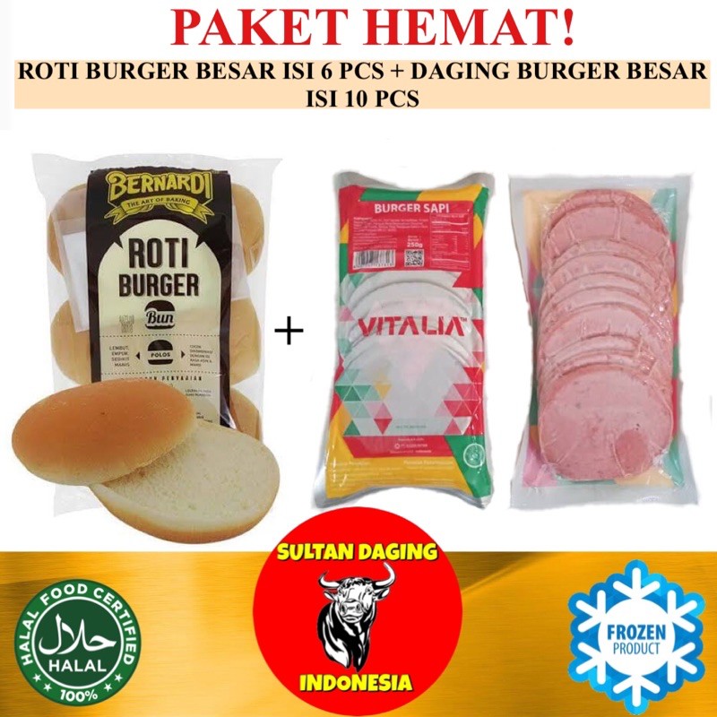 Jual PAKET BURGER BESAR BERNARDI ROTI ISI 6 PCS DAN DAGING BURGER ...