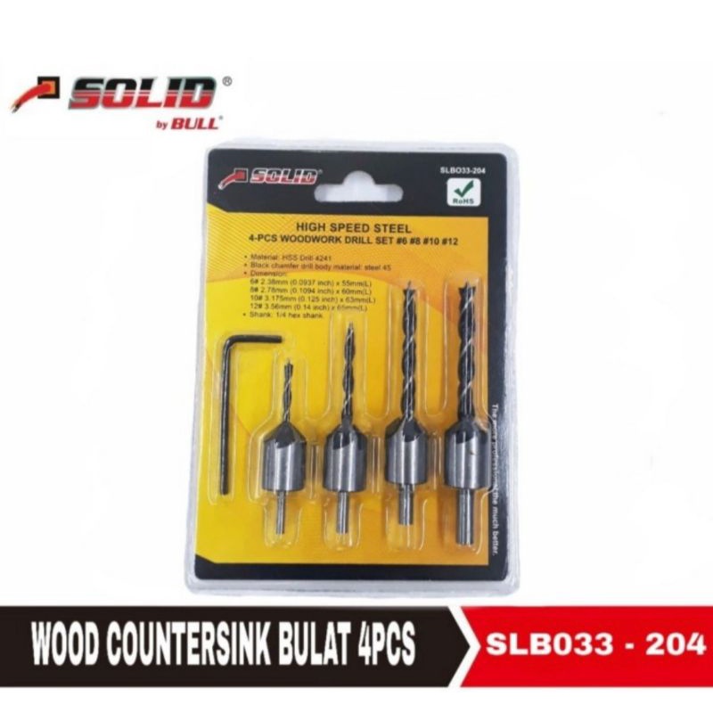 Jual SOLID BULL SLB033-204 Mata Bor Kayu Wood Countersink Bulat Set ...