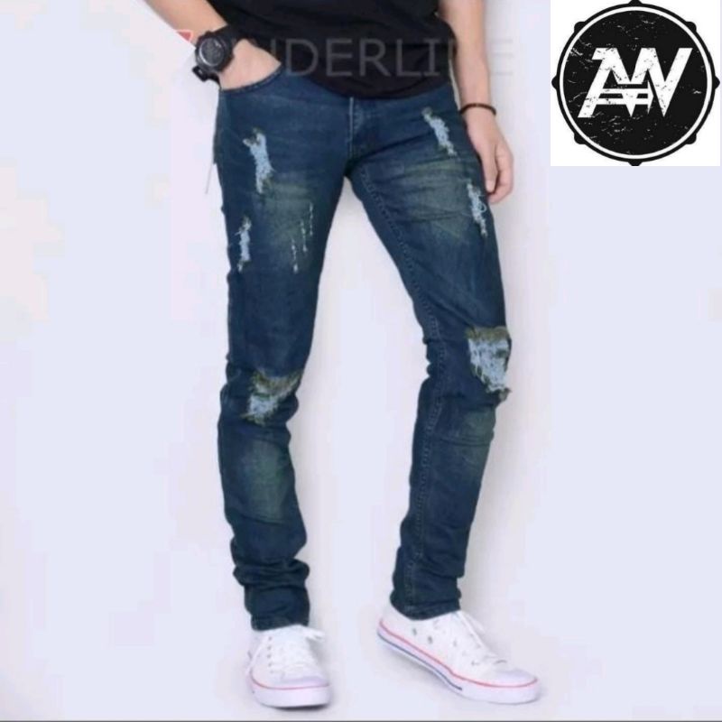Jual Celana jeans sobek pria - Ripped Jeans - celana slim fit pria ...