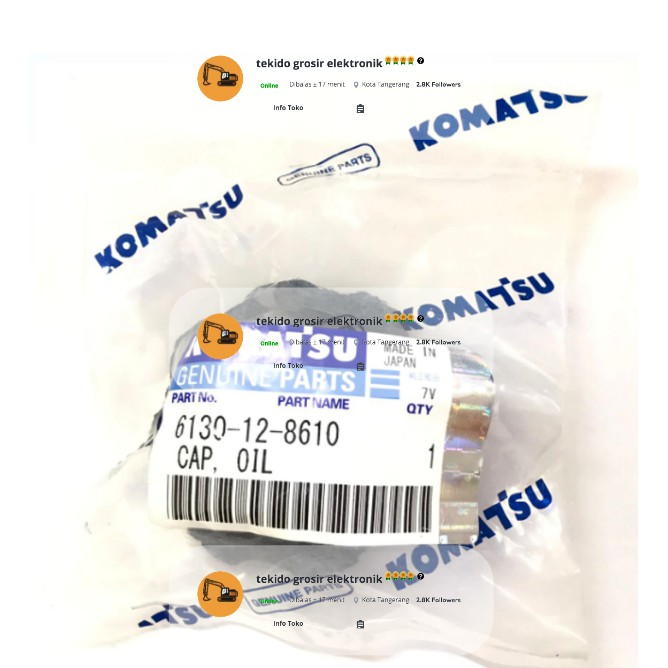 Jual Tutup Oli Komatsu PC200 PC200-7 PC200-8 6130 12 8610 | Shopee ...