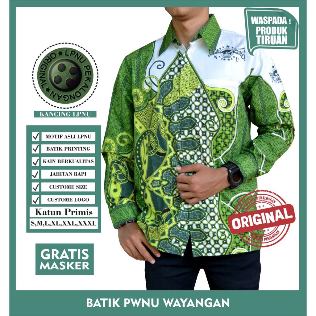 Jual Kemeja Batik NU Nahdlatul Ulama Batik PWNU Wayangan Batik NU ...