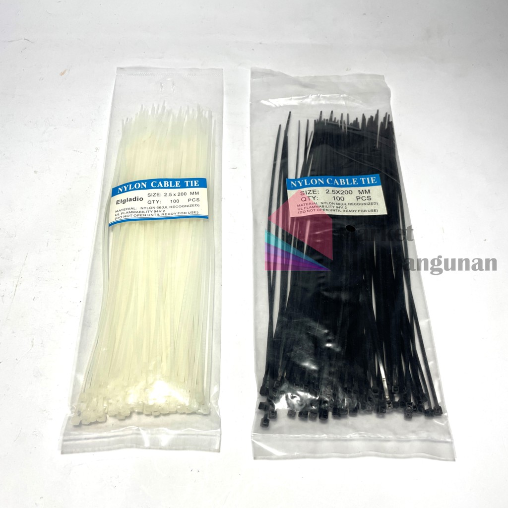 Jual Kabel Ties 200 mm 20 cm PUTIH & HITAM / Kabel Tie Tis Tish 200mm 20cm / Isi 100 PCS ...