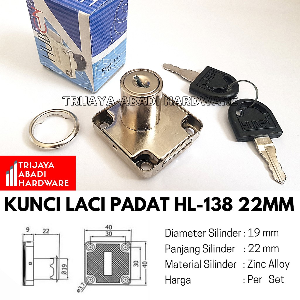 Jual Kunci Laci Padat HL 138 22mm - Huben Drawer Lock | Shopee Indonesia