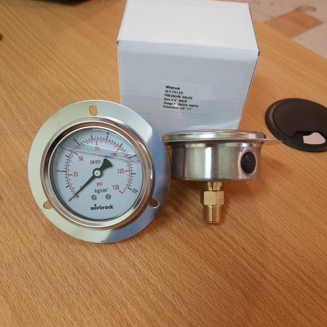 Jual Manometer 10 Kg 150 Psi Pressure Gauge 10 Bar Stainless 1/4 Inch ...