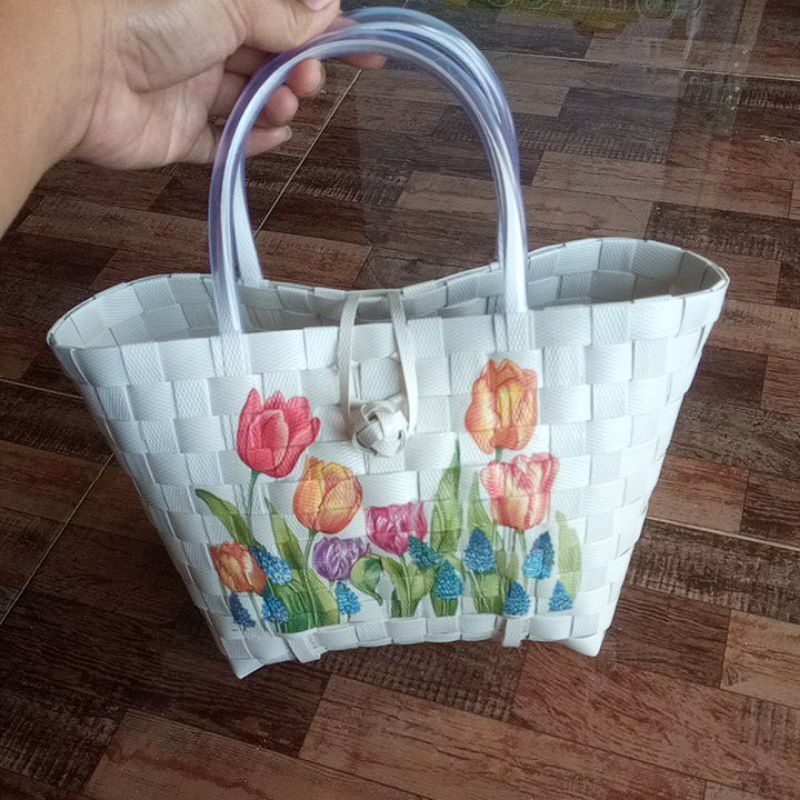 Jual tas anyam decoupage mini atau s pengait 18x11x18 cm | Shopee Indonesia