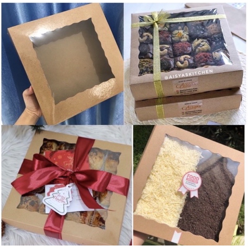 Jual Kotak Kue Kraft dgn Jendela 20x20cm / 22x22 / 25x25 /Kotak ...