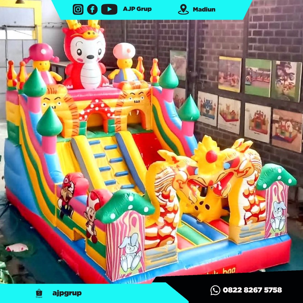 Jual Istana Balon Rumah Balon ukuran 4x6 double slide lengkap prosotan ...