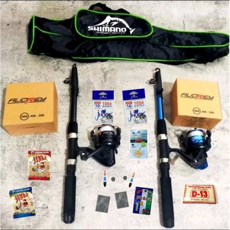 Jual 2 set alat pancing + tas pancing 60 cm Paket Komplit Lengkap Murah | Shopee Indonesia