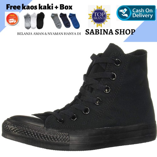 Jual TERMURAH!! SEPATU CONVERSE FULL BLACK/HITAM POLOS THE BEST QUALITY ...
