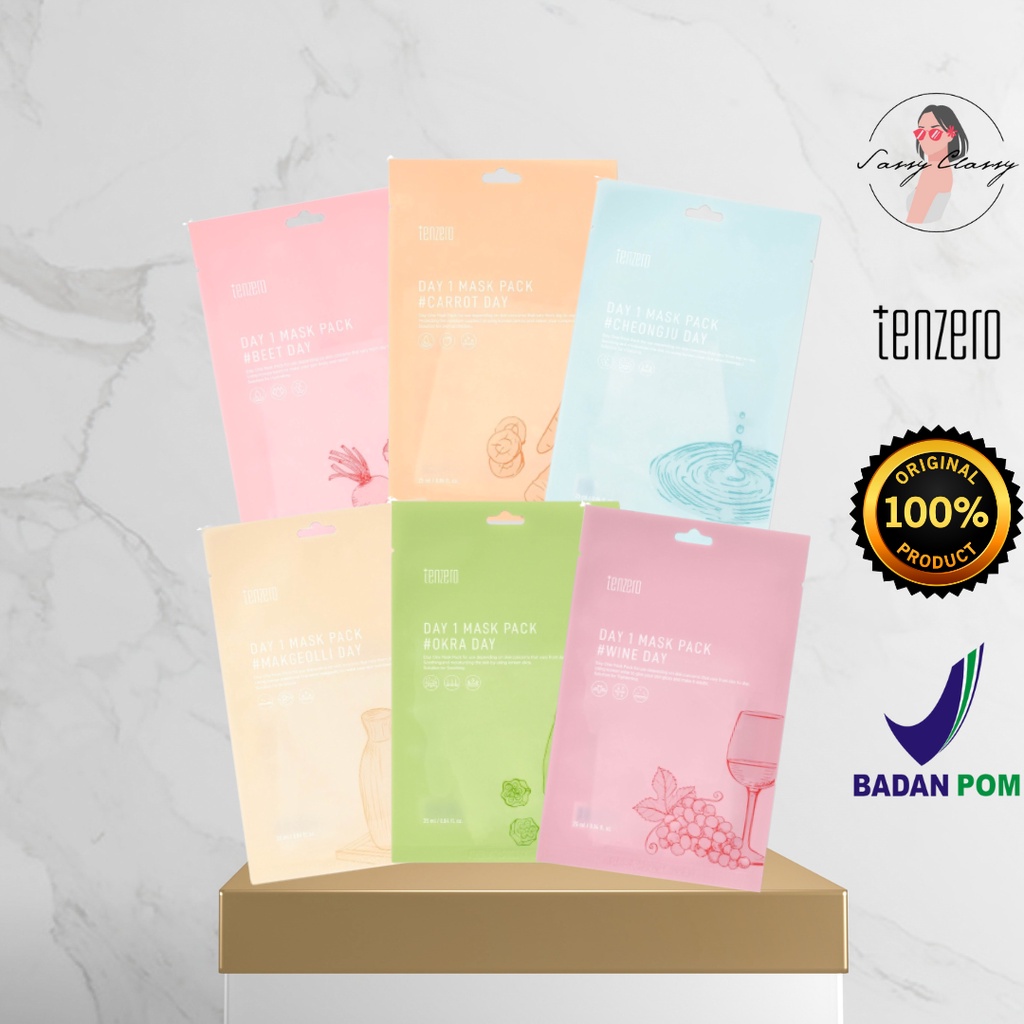 Jual Tenzero Day 1 Sheet Mask Pack Beet Carrot Cheongju Makgeolli Okra ...