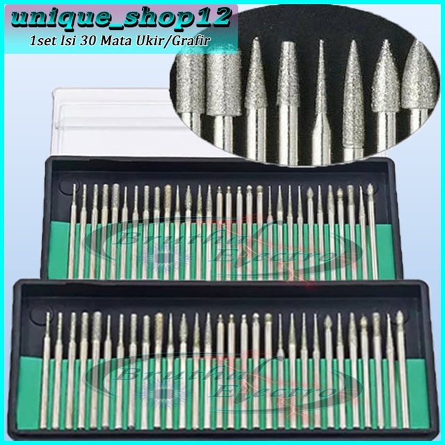 Jual MATA MINI GRINDER MATA UKIR DIAMOND BURR DRILL SET 30 PCS | Shopee ...