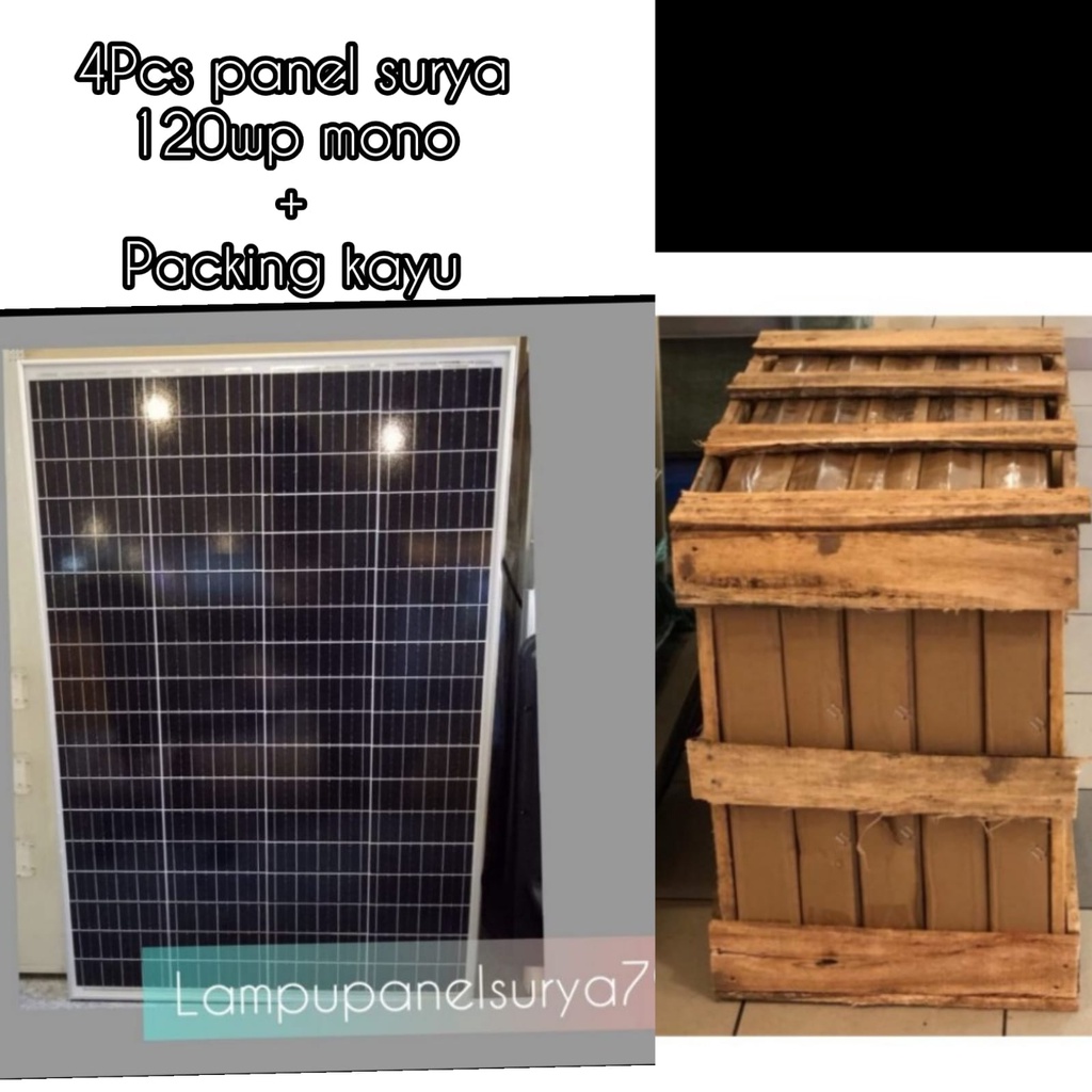 Jual 4Pcs Solar Panel Surya Solarcell 120WP Mono + Packing Kayu ...