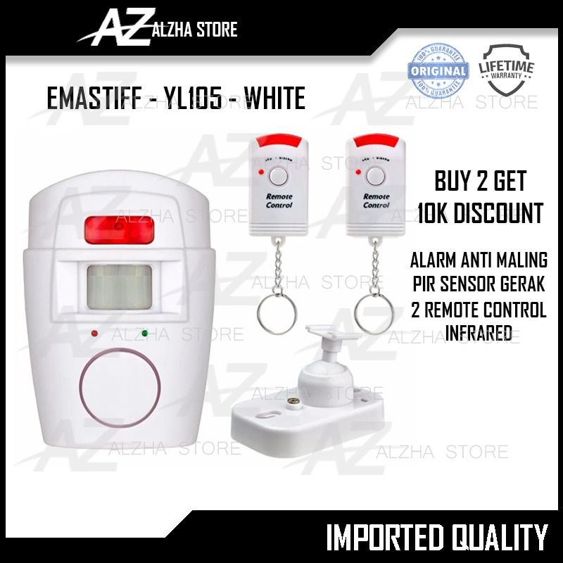 Jual [best Quality] Alarm Anti Maling Infrared Pir Sensor Gerak 2 Remote Control Taffhome