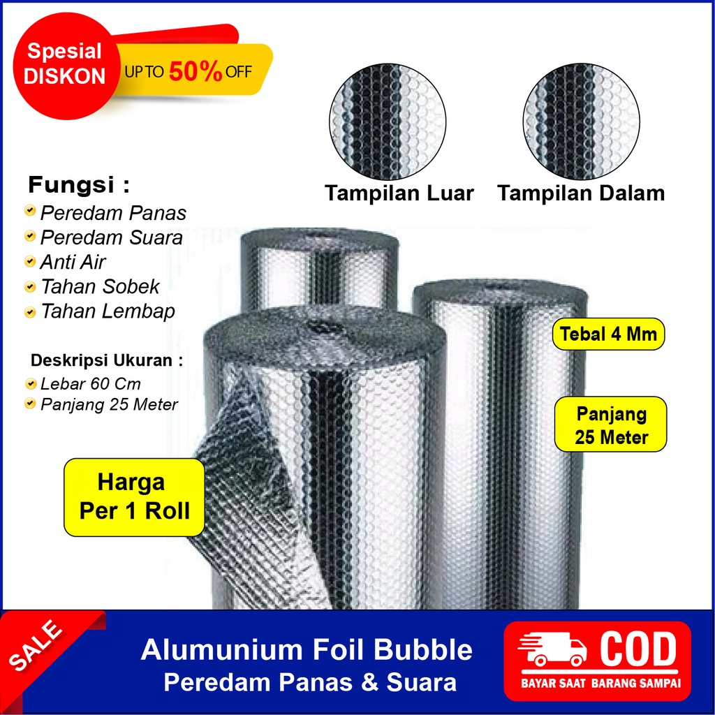 Jual ALMUNIUM BUBLE 60CM X 25METER PEREDAM PANAS PALING BAGUS | Shopee ...