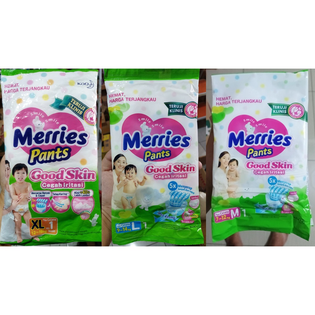 Jual Merries Popok Bayi Ukuran XL, L, & M Kemasan Sachet | Shopee Indonesia