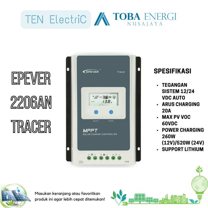 Jual Solar Charge Controller Real MPPT 20A 12V 24V TRACER 2206AN EPEVER | Shopee Indonesia