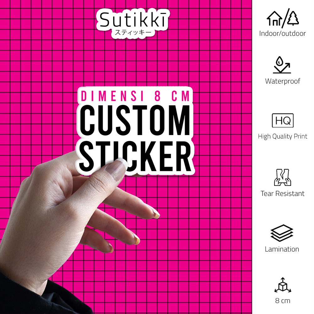 Jual Custom Produksi Print Cetak Sticker Vinyl Die Cut 8 cm Doff Glossy ...